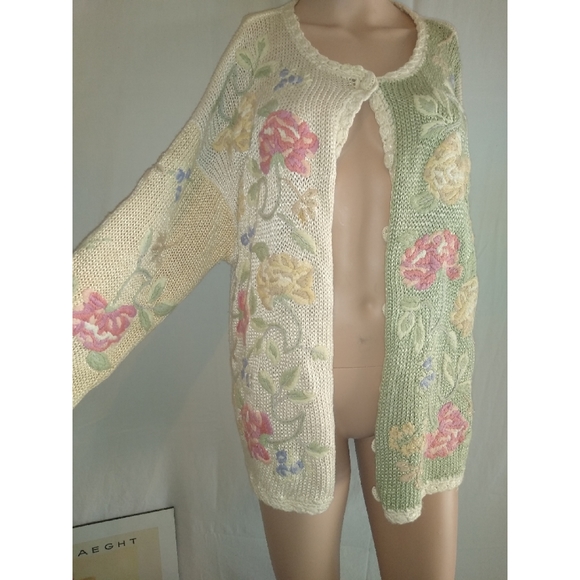Casual Corner | Sweaters | Oversized Floral Crochet Cardigan Sweater ...